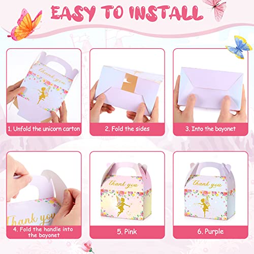 Floral Fairy Treat Boxes Floral Fairy Party Favor Boxes Fairy Garden Box Fairies Goodie Boxes Butterfly Fairy Theme Gift Boxes for Girl Birthday Baby Shower Party Supplies (24)