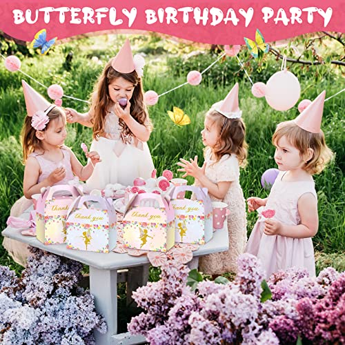 Floral Fairy Treat Boxes Floral Fairy Party Favor Boxes Fairy Garden Box Fairies Goodie Boxes Butterfly Fairy Theme Gift Boxes for Girl Birthday Baby Shower Party Supplies (24)