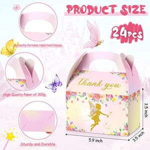 Floral Fairy Treat Boxes Floral Fairy Party Favor Boxes Fairy Garden Box Fairies Goodie Boxes Butterfly Fairy Theme Gift Boxes for Girl Birthday Baby Shower Party Supplies (24)