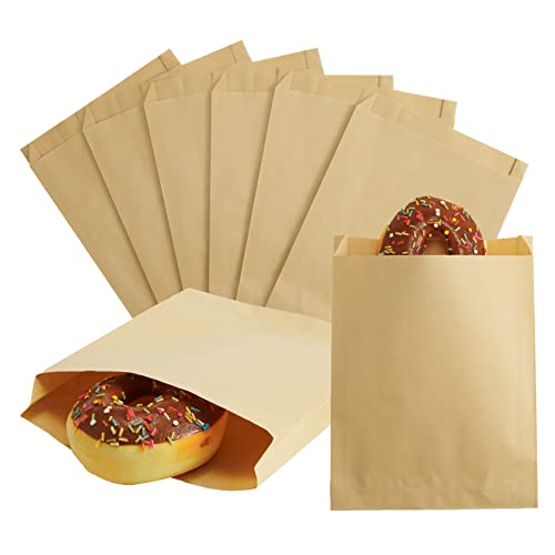 FOCCIUP Kraft Paper Sandwich Bags 200 Pack 6"x 1"x 8" Snack Bag Natural Open-Ended Bags