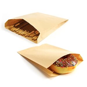 FOCCIUP Kraft Paper Sandwich Bags 200 Pack 6"x 1"x 8" Snack Bag Natural Open-Ended Bags