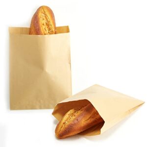 FOCCIUP Kraft Paper Sandwich Bags 200 Pack 6"x 1"x 8" Snack Bag Natural Open-Ended Bags