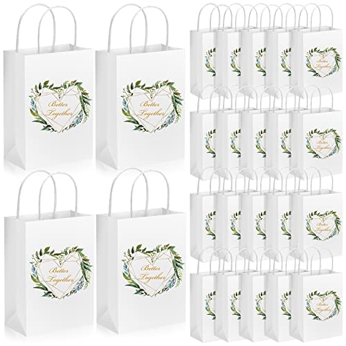 60 Packs Wedding Gift Bags Better Together Party Favor Bags Kraft Paper Bridal Shower Gift Bags with Handles Wedding Gift Wrap Bags for Wedding Bridal Engagements Party, 8.27 x 5.91 x 3.15 Inch