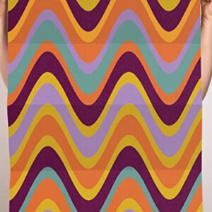 CENTRAL 23 Retro Wrapping Paper - 6 Sheets of Colorful Gift Wrap - Happy Birthday Gift Wrap for Her - Boho - Hippie - Vibrant Waves - Vegan Ink - Comes With Fun Stickers