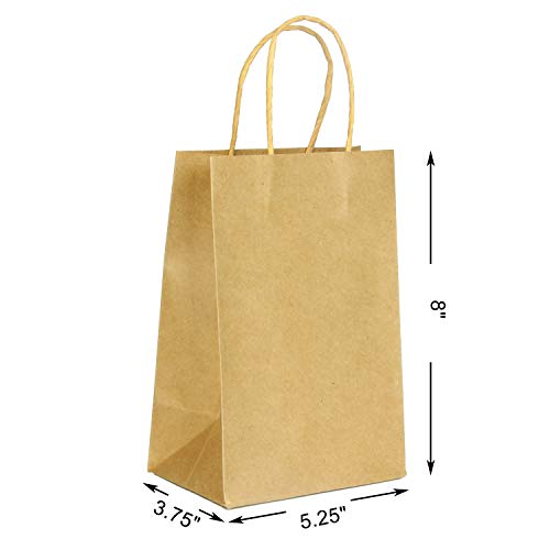 JOYIN 100 PCS Kraft Paper Bags Christmas Gift Bags with Handles, Recyclable Paper Sack, Paper Shopping Bags, Retail Merchandise Bags