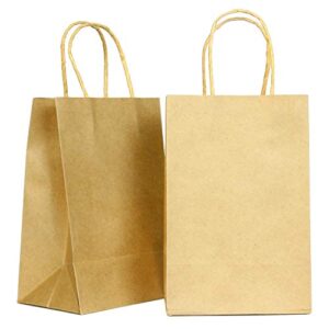 JOYIN 100 PCS Kraft Paper Bags Christmas Gift Bags with Handles, Recyclable Paper Sack, Paper Shopping Bags, Retail Merchandise Bags