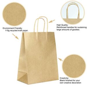 JOYIN 100 PCS Kraft Paper Bags Christmas Gift Bags with Handles, Recyclable Paper Sack, Paper Shopping Bags, Retail Merchandise Bags