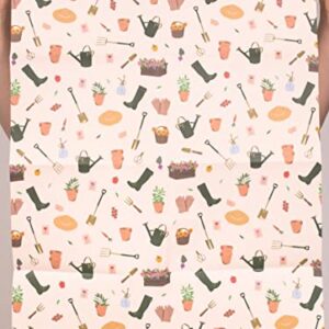 CENTRAL 23 Birthday Wrapping Paper - 6 Sheets of Fun Gift Wrap for Plant Lover - Cute Garden Tools Design - Beige Green - For Plant Mum - Eco Friendly - Recyclable