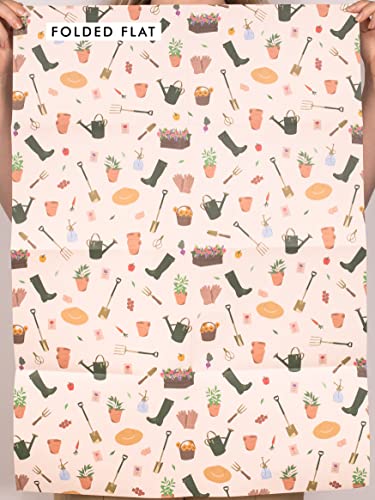 CENTRAL 23 Birthday Wrapping Paper - 6 Sheets of Fun Gift Wrap for Plant Lover - Cute Garden Tools Design - Beige Green - For Plant Mum - Eco Friendly - Recyclable