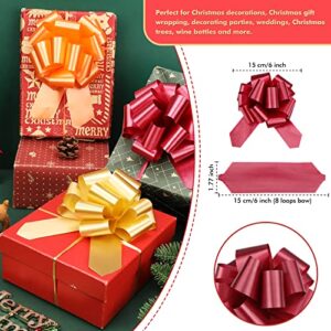 64 Pcs 6 Inch Christmas Pull Bows for Gift Wrapping Large Gift Bow with Ribbon Assorted Bows Pull String Bows Package Ribbons and Bows for Christmas Present Basket Valentine Easter Wedding Party