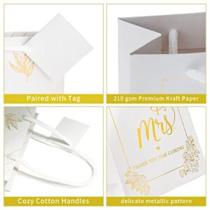 ECOHOLA Mr & Mrs Paper Gift Bags, 24 Pieces Metallic Gold Foil Goodie Bags Fancy Wedding Gift bags for guests, 8"X5.5"X2.5"