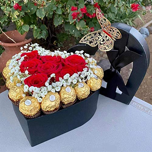 BBJ WRAPS Heart Shaped Boxes for Flowers Packaging with Transparent Window Lids Luxury Gift Box for Floral Arrangement, Set of 3(S/M/L) (White)