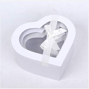 BBJ WRAPS Heart Shaped Boxes for Flowers Packaging with Transparent Window Lids Luxury Gift Box for Floral Arrangement, Set of 3(S/M/L) (White)