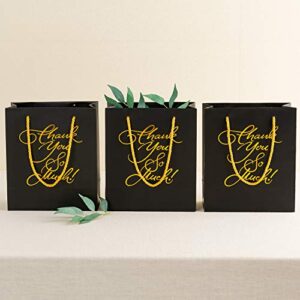 Crisky Black Gold Thank You Gift Bags, Birthday & Wedding Party Bags for Hotel Guests, Baby Shower Party Favor Bags, Candy Buffet Bags, Set of 25