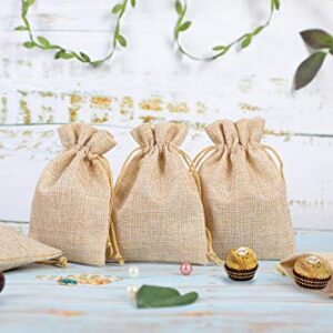 AKLVBL 24 Pack 3.9x5.2 Inch Mixed Color Burlap Favor Gift Bags, Small Gift Bags,Linen Jewelry Pouches with Drawstring for Gifts and Wedding Party