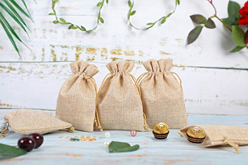 AKLVBL 24 Pack 3.9x5.2 Inch Mixed Color Burlap Favor Gift Bags, Small Gift Bags,Linen Jewelry Pouches with Drawstring for Gifts and Wedding Party