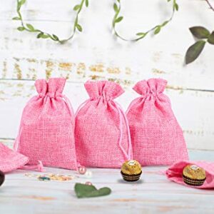 AKLVBL 24 Pack 3.9x5.2 Inch Mixed Color Burlap Favor Gift Bags, Small Gift Bags,Linen Jewelry Pouches with Drawstring for Gifts and Wedding Party