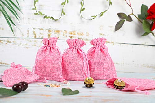 AKLVBL 24 Pack 3.9x5.2 Inch Mixed Color Burlap Favor Gift Bags, Small Gift Bags,Linen Jewelry Pouches with Drawstring for Gifts and Wedding Party