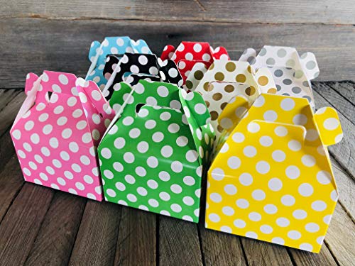 Outside the Box Papers Chevron, Stripe and Polka Dot Paper Gable Favor Boxes 36 Pack Gold, White