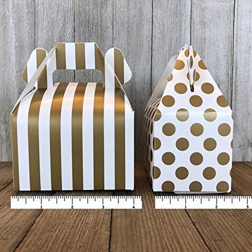 Outside the Box Papers Chevron, Stripe and Polka Dot Paper Gable Favor Boxes 36 Pack Gold, White