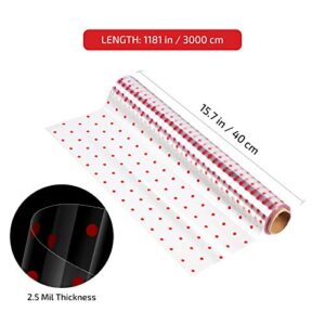 STOBOK Cellophane Wrap Roll | Red Polk Dot Gift Wrappings Paper 15.7 inch x100 Ft,2.5 Mil Thicken Transparent Long Film Gift Wrappings Packing Paper for Flowers Craft Basket Food