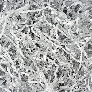 1lb crinkle cut paper shred filler silver white paper shreds filler raffia paper shreds strands grass stuffer shredded crinkle confetti for packing filler gift wrap basket filler