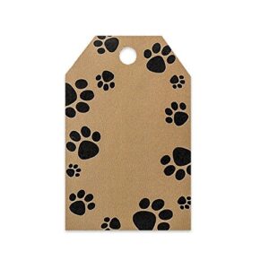 paw print kraft gift tags – 2 1/4 x 3 1/2 – 50 pack