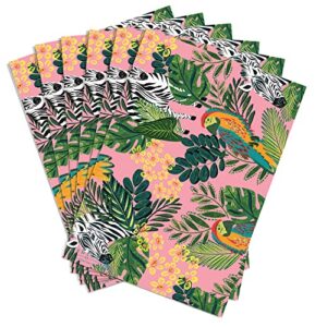 CENTRAL 23 Floral Wrapping Paper - Bird Wrapping Paper - 6 Sheets of Gift Wrap - Tropical Leaves Zebra and Parrot - Pink Green - Comes With Fun Stickers