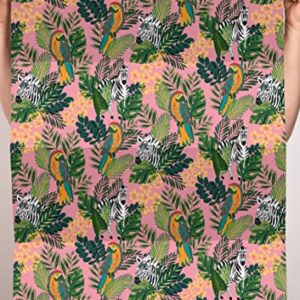 CENTRAL 23 Floral Wrapping Paper - Bird Wrapping Paper - 6 Sheets of Gift Wrap - Tropical Leaves Zebra and Parrot - Pink Green - Comes With Fun Stickers