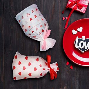 32 Pieces Valentine's Day Drawstring Candy Bags Heart Love Theme Candy Pouches Bags for Valentine's Day Wedding Party