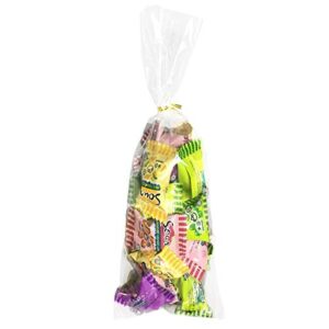 Enenes Cellophane Goody Bags Pretzel Bag 100 PCS Cello Treat Bag Party Favor Bag Clear Candy Bags Metallic with Twist Ties for Gift Bakery Cookies Dessert (2.4X10 Inch，100PCS)