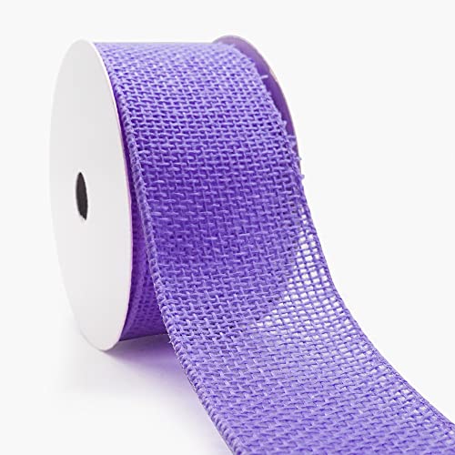 Estivaux Happy Easter Wired Edge Ribbons 2.5 Inch ×10 Yards, Purple Burlap Ribbon Bows Spring Holiday Ribbon Mesh Net Craft Ribbons for Gift Wrapping Spring Easter Party Decorations