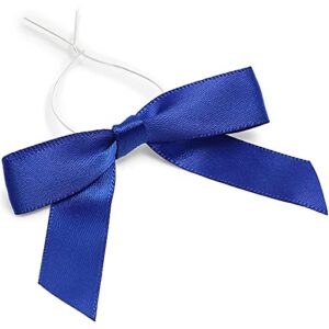 dark blue satin bow twist ties for treat bags (100 pack)