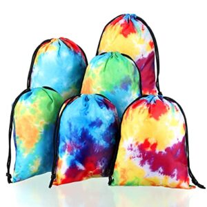 12 pack small tie dye camouflage drawstring bags rainbow colorful abstract pattern tie dye small gift bags party favors treat bags for kids, boys and girls, birthday gift, 9.8 x 7 inch