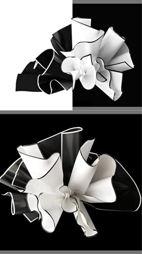 20 Counts 4 Styles Black White Waterproof Florist Bouquet Paper Packaging Paper,Fresh Flowers Wrapping Paper with Border 23"with 48 Yards 1/2"Fabric Ribbons,Gift Packaging for Birthday Holiday Wedding