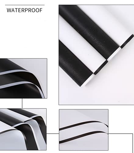 20 Counts 4 Styles Black White Waterproof Florist Bouquet Paper Packaging Paper,Fresh Flowers Wrapping Paper with Border 23"with 48 Yards 1/2"Fabric Ribbons,Gift Packaging for Birthday Holiday Wedding