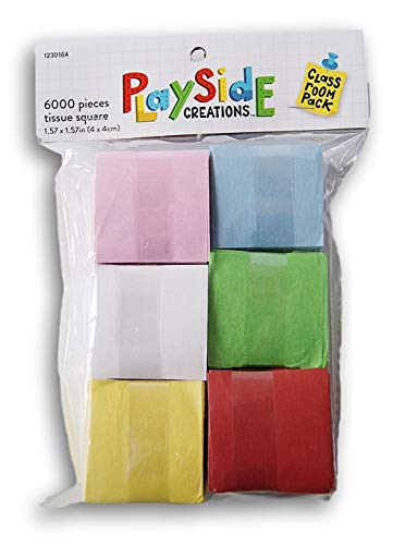 Mini Tissue Paper Squares - 6000 Pieces - Pink, Blue, White, Green, Yellow, Red