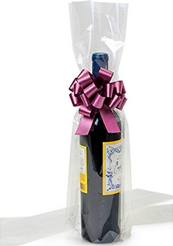 A1 Bakery Supplies 10 Clear Cello/Cellophane Wine bottle bag - 4" x 4" x 17" Gusset Cellophane Bags