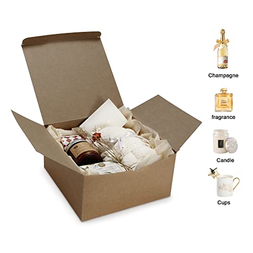 VATIN 8 x 8 x 4 inches Brown Paper Gift Box 12 Packs Gift Boxes with Lids for Gift Boxes Presents Perfect for Bridesmaid Gifts,Christmas,Wedding,Birthday Party Favor