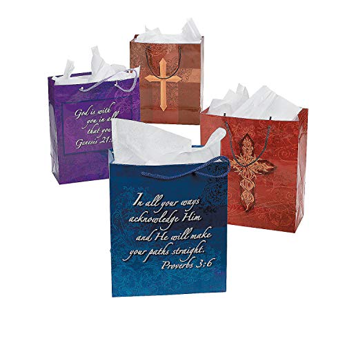 Fun Express Inspirational Religious Gift Bags with handles (set of 12) Party Supplies