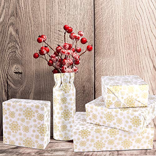 MIAHART 60 Gold Christmas Snowflake Tissue Paper Sheets 50x35cm Christmas Wrapping Paper for DIY and Craft Gift Bags Decorations(Gold)