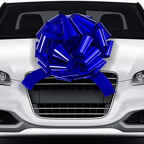 Insta Bows 18 Inch Giant Car Bow Blue Large Gift Bow 18" Metallic Blue Giant Bow for Car Instant Big Bow for Toy Car Or Extra Large Christmas Gift Instabow Big Blue Bow