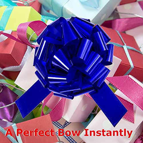 Insta Bows 18 Inch Giant Car Bow Blue Large Gift Bow 18" Metallic Blue Giant Bow for Car Instant Big Bow for Toy Car Or Extra Large Christmas Gift Instabow Big Blue Bow