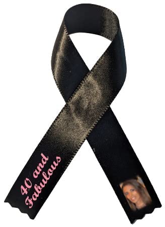 Personalized Ribbon Bow with Optional Pin for Memorial Funeral Awareness Event Or Party with Custom Printed Photo