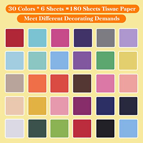 HTVRONT 180 Sheets Tissue Paper for Gift Bags - 30 Assorted Christmas Tissue Paper for Gift Bags, 20 x 26 in Tissue Paper for Gift Wrapping