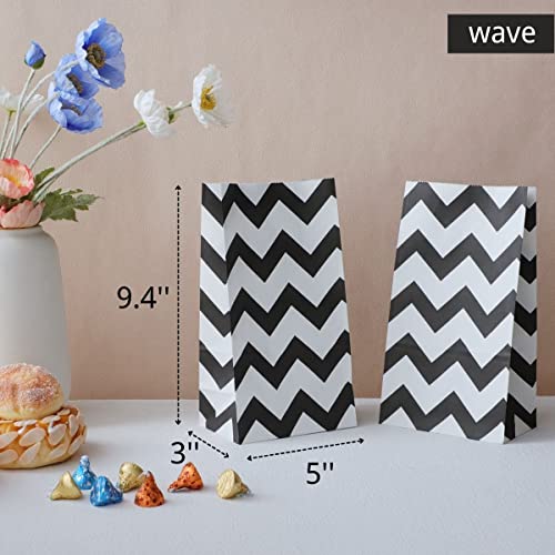 VUOJUR Party Favor Bags Goodie Bags Paper Treat Bags Small Gift Bags Bulk Party Bags (Pack of 24, Black)