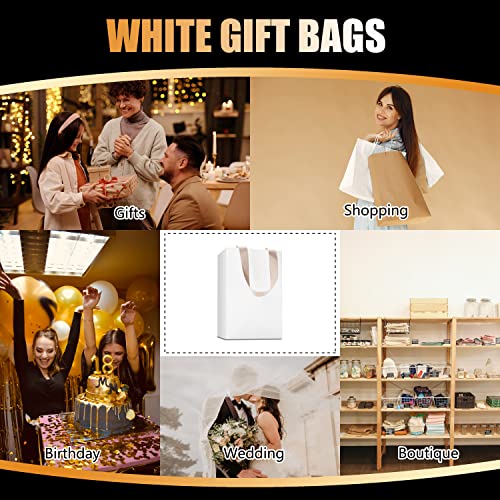 White Gift Bags, YACEYACE 10Pcs Kraft Paper Bags 8"x4.25"x10" White Paper Bags White Bags with Handles Paper Gift Gags White Paper Shopping Bags Merchandise Bags Goodie Bags Boutique Bags Retail Bags Party Bags Gift Bags