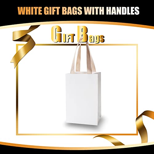 White Gift Bags, YACEYACE 10Pcs Kraft Paper Bags 8"x4.25"x10" White Paper Bags White Bags with Handles Paper Gift Gags White Paper Shopping Bags Merchandise Bags Goodie Bags Boutique Bags Retail Bags Party Bags Gift Bags