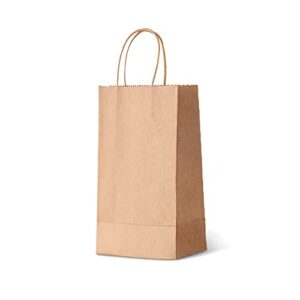 towrap small gift bags bulk 100pcs 5.25×3.75×8 inch with handles brown kraft paper bags,party bags, shopping bags,retail bags,merchandise bags,favor bags,business bags