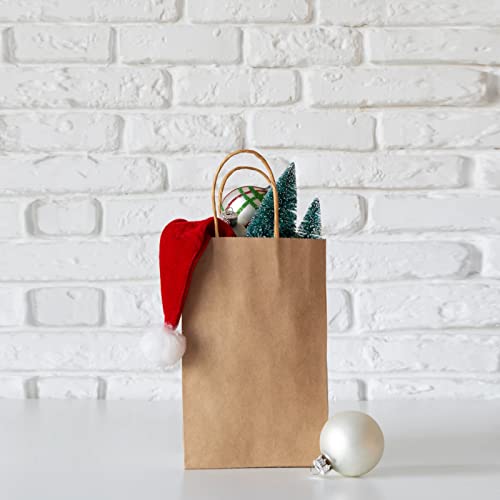 TOWRAP Small Gift Bags Bulk 100Pcs 5.25x3.75x8 Inch with Handles Brown Kraft Paper Bags,Party Bags, Shopping Bags,Retail Bags,Merchandise Bags,Favor Bags,Business Bags